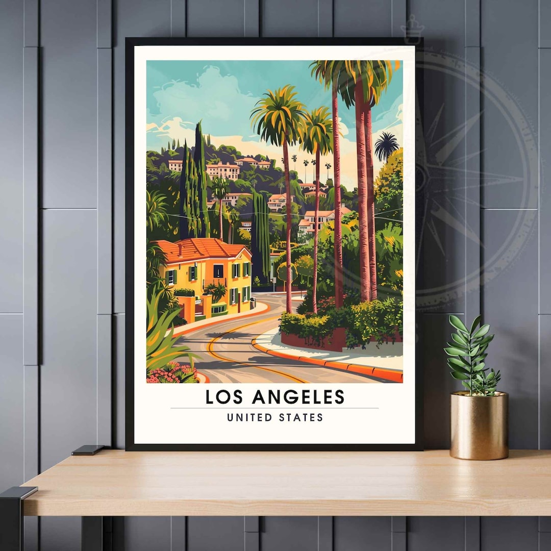 Los Angeles Print Travel Print Los Angeles, California Beverly Hills - Etsy