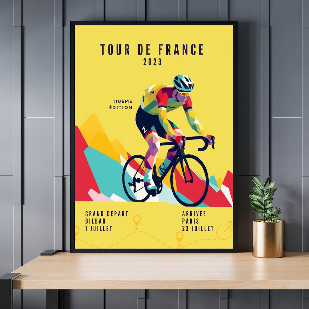 Bike and Cyclist Tour De France Poster Tour De France Poster. - Etsy