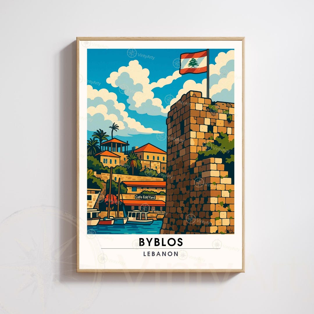 Byblos Lebanon Poster | Vintage Travel Print | Mediterranean Port ...