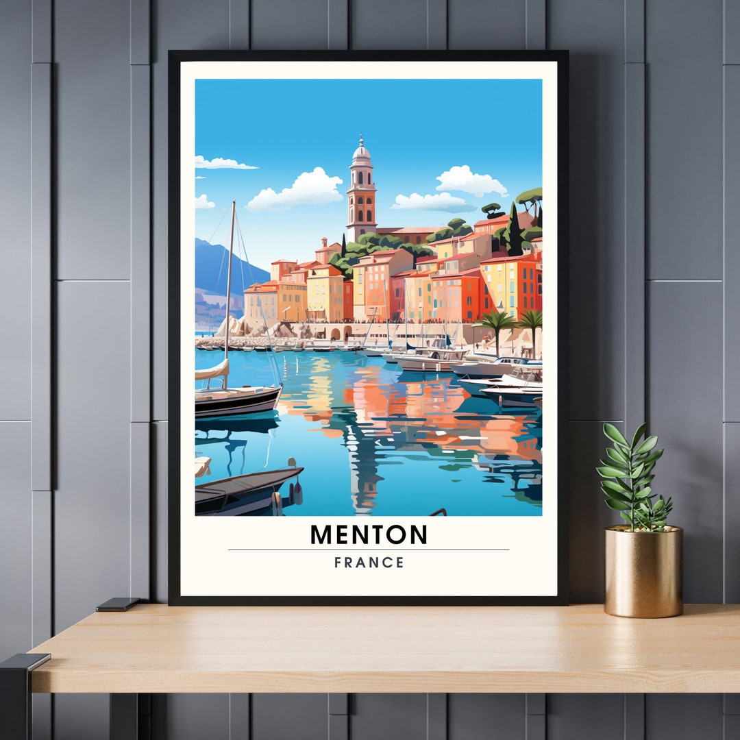 Menton Poster | Menton Print | Travel Poster Menton, France | French ...