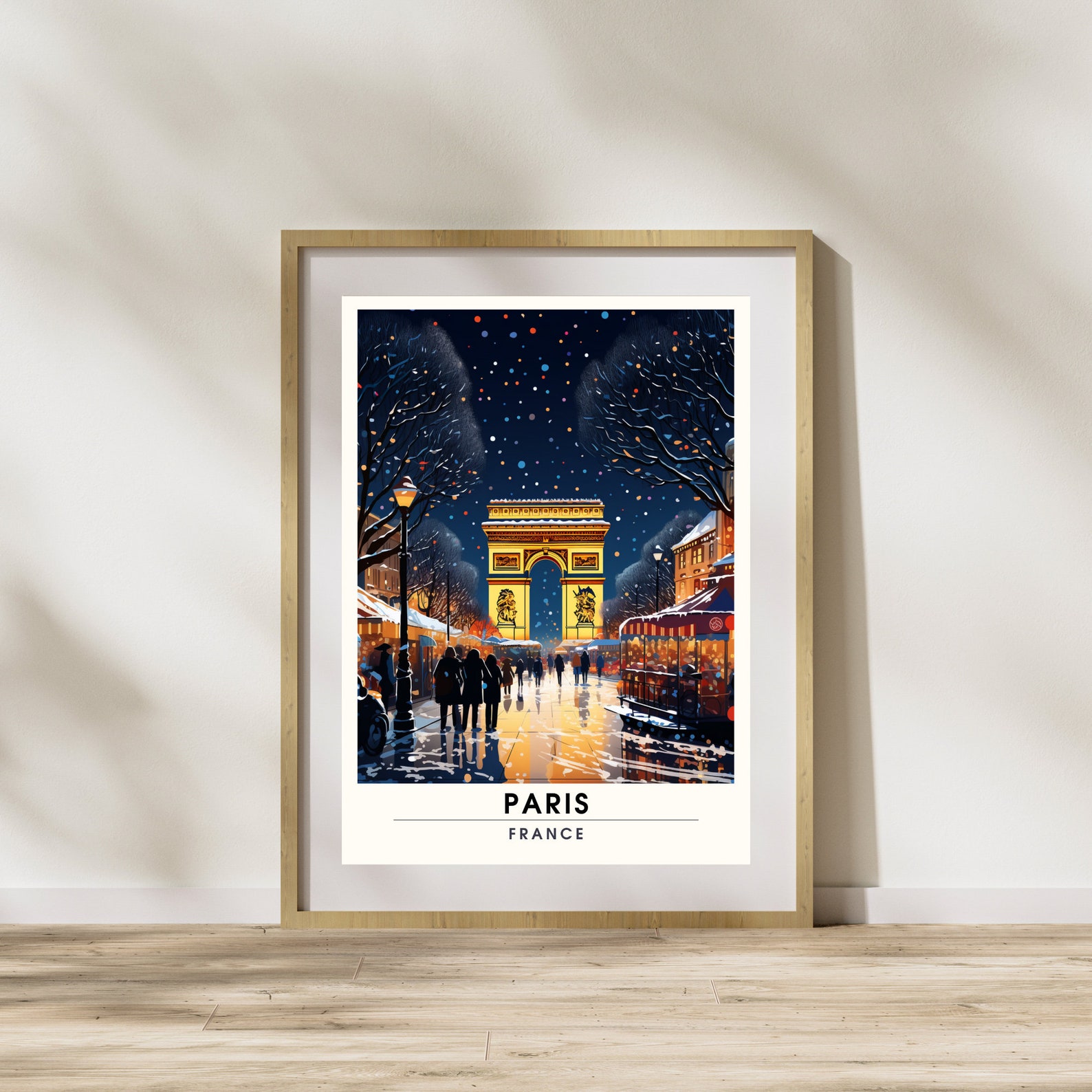 Poster Paris Champs Elysées, | Paris Christmas Travel Poster | Poster ...
