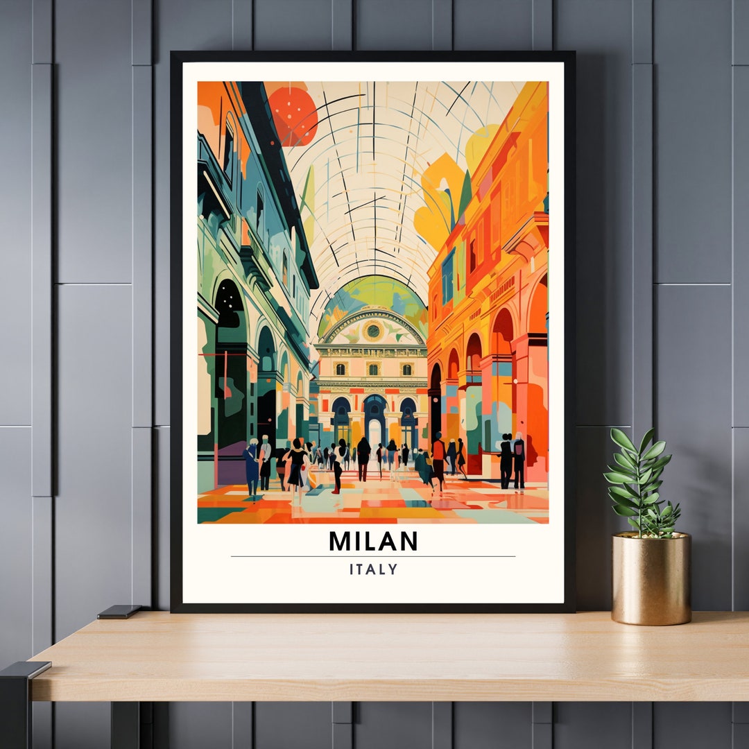 Milan Print Milan Travel Poster Galleria Vittorio Emanuele II - Etsy