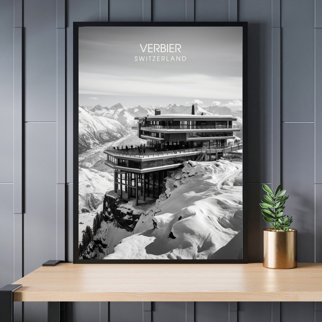 Poster Verbier, Switzerland Printing Verbier Black and White - Etsy