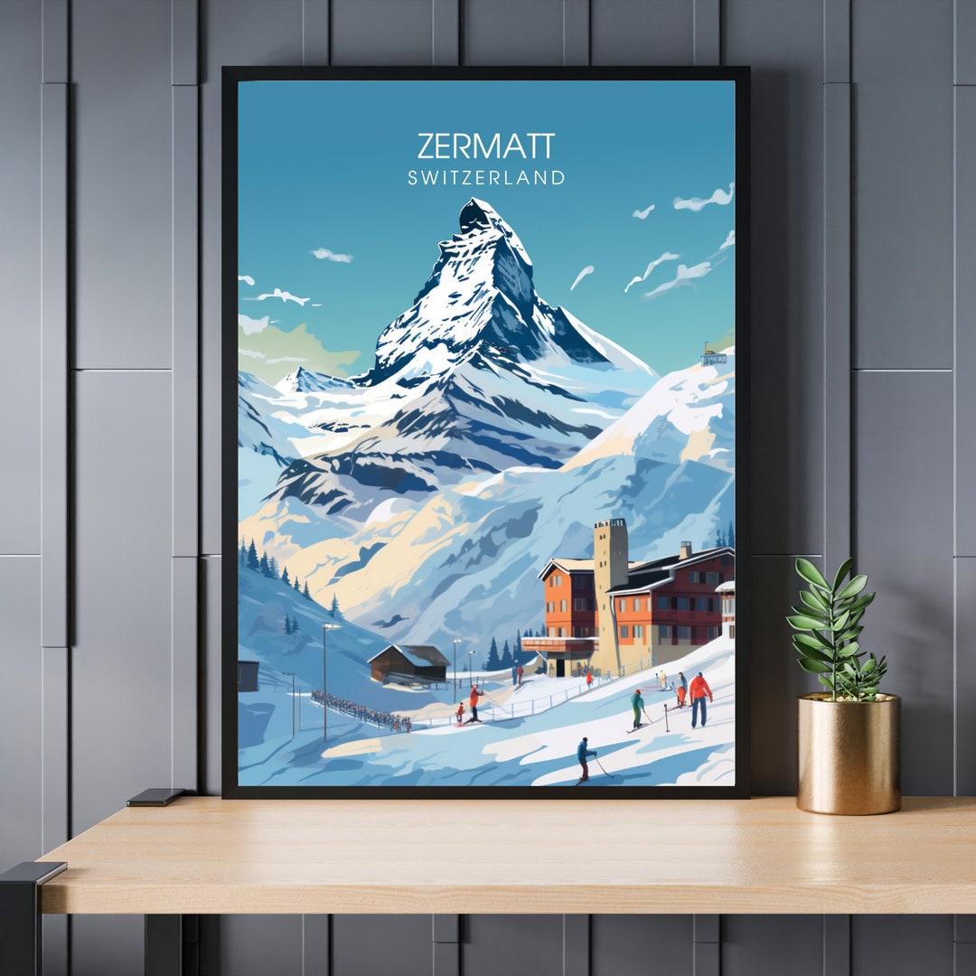 Poster Zermatt, Switzerland Printing Zermatt Ski Travel Poster - Etsy