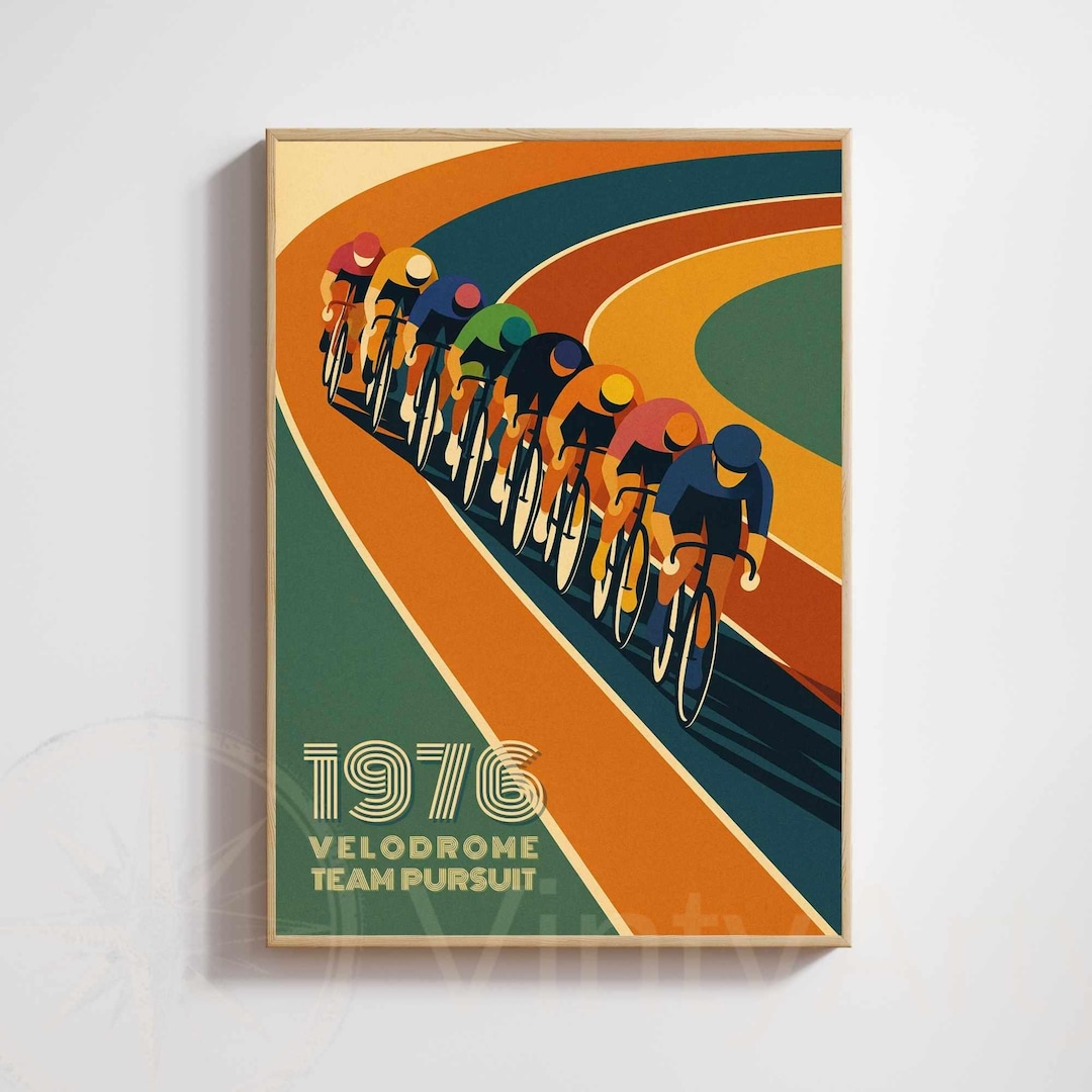 Velodrome 1976 Cycling Poster | Vintage Cycling Print | Retro Sports ...