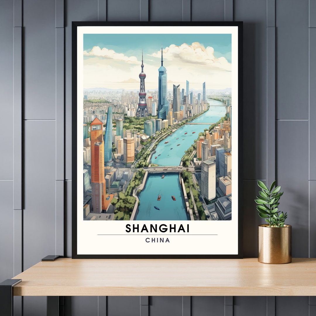 Printing Shanghai, China Shanghai Sky View Travel Impression - Etsy