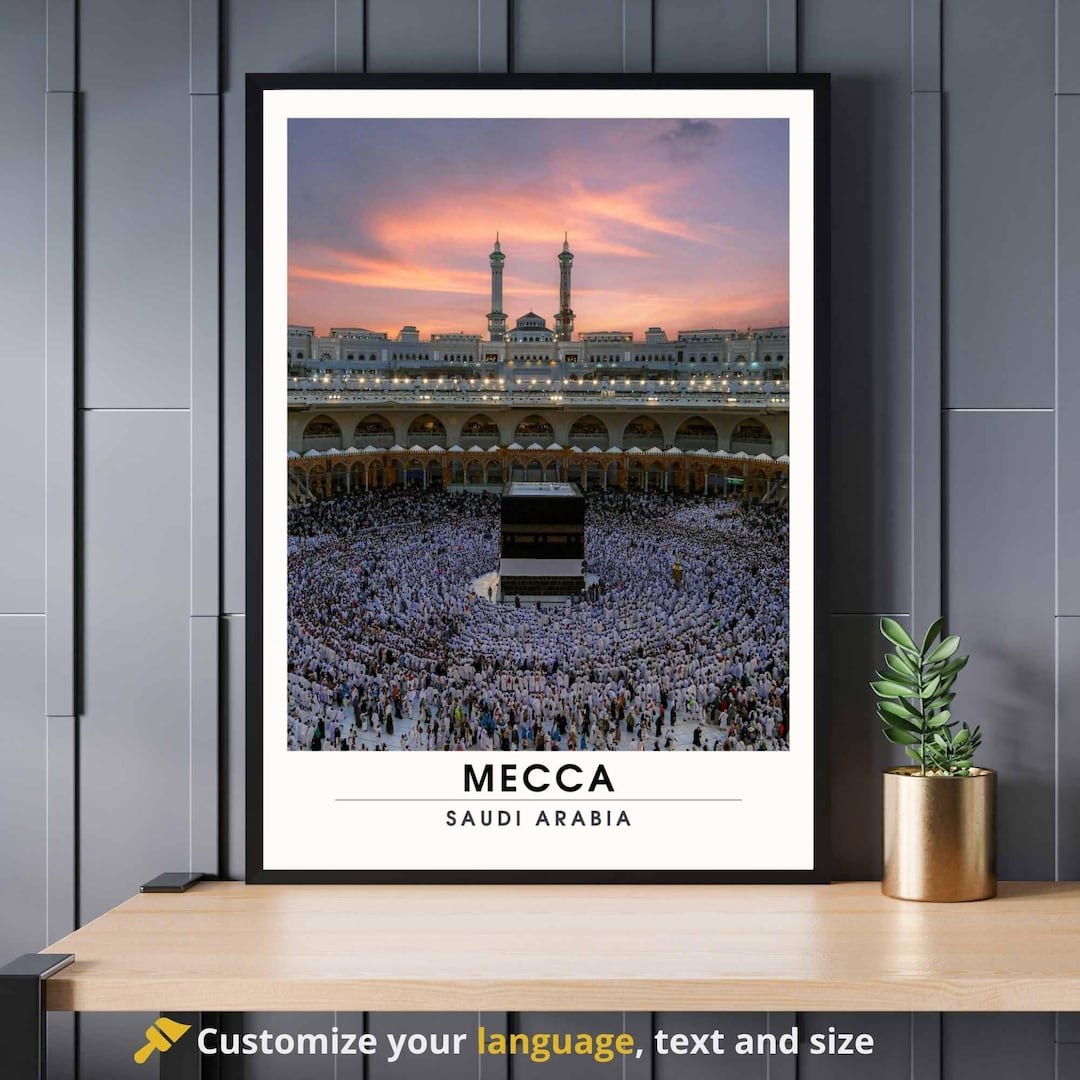 Mecca Poster Travel Poster Mecca, Saudi Arabia the Kaaba at Sunset - Etsy