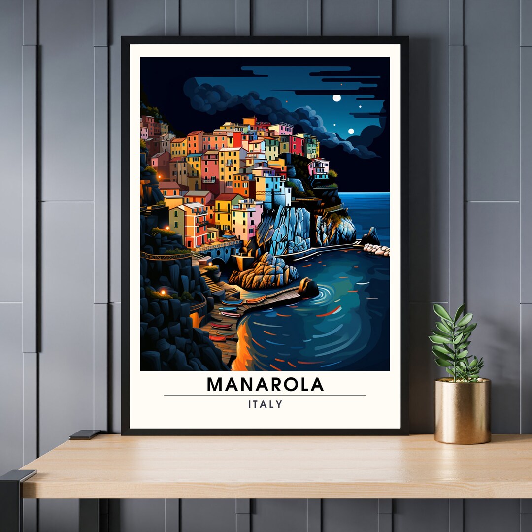 Manarola Poster, Italy Manarola Travel Print Cinque Terre Travel Poster ...