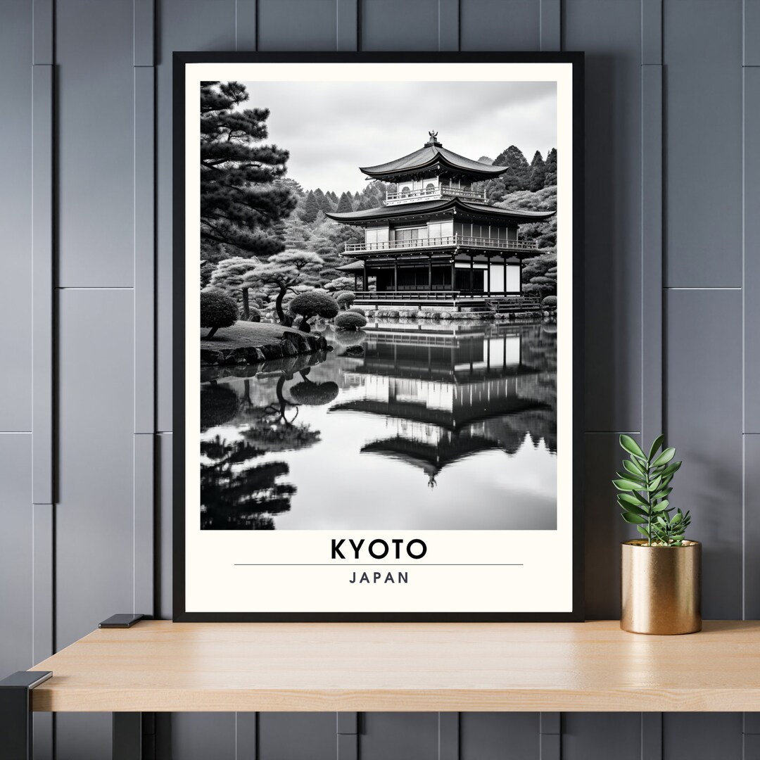 Kyoto Print Kyoto Travel Poster Black and White Poster - Etsy