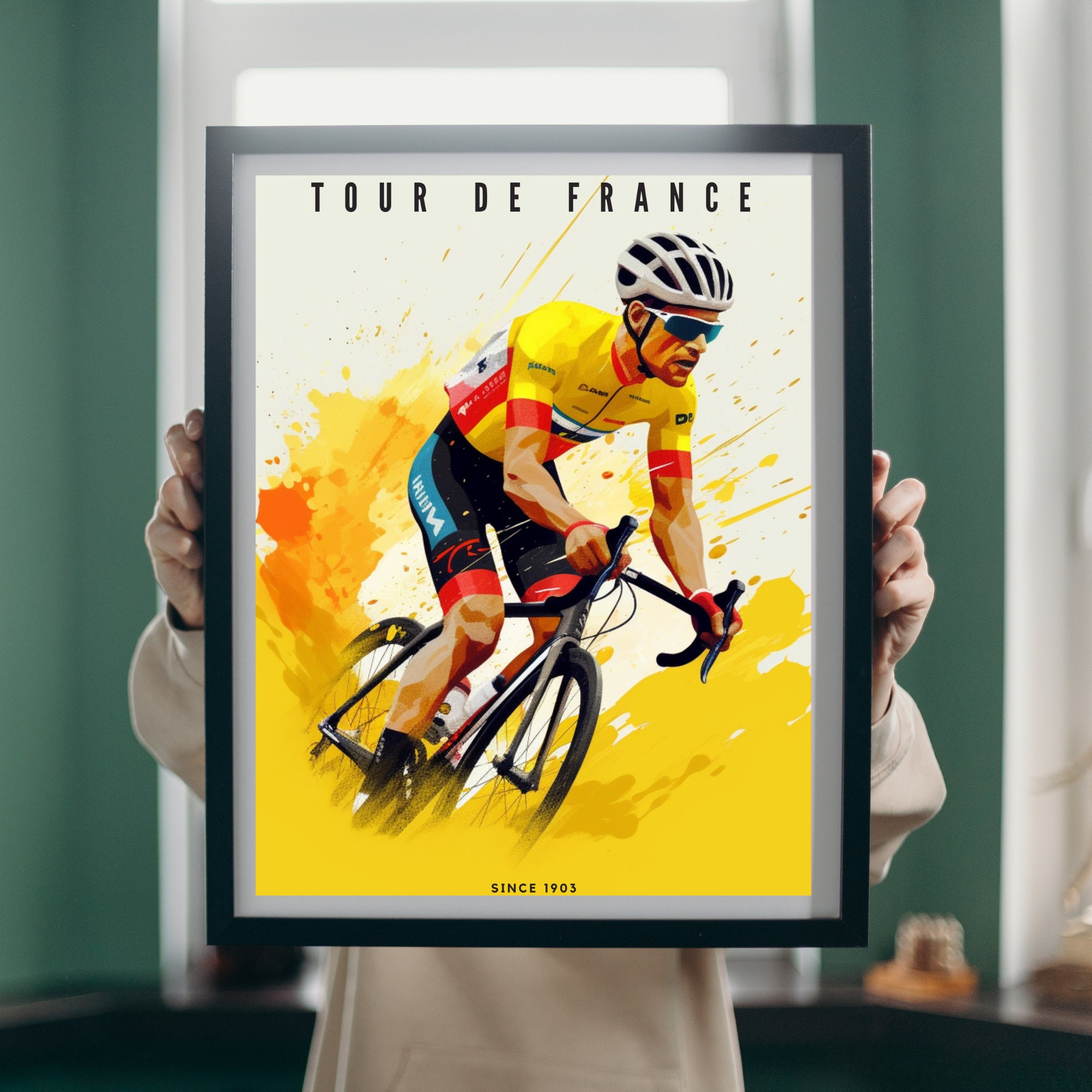 Bike and Cyclist Tour De France Poster Tour De France Poster. - Etsy