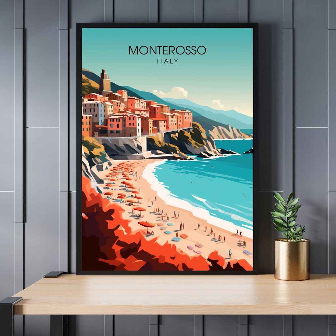 Monterosso Poster, Italy | Monterosso Al Mare Travel Print | Cinque ...