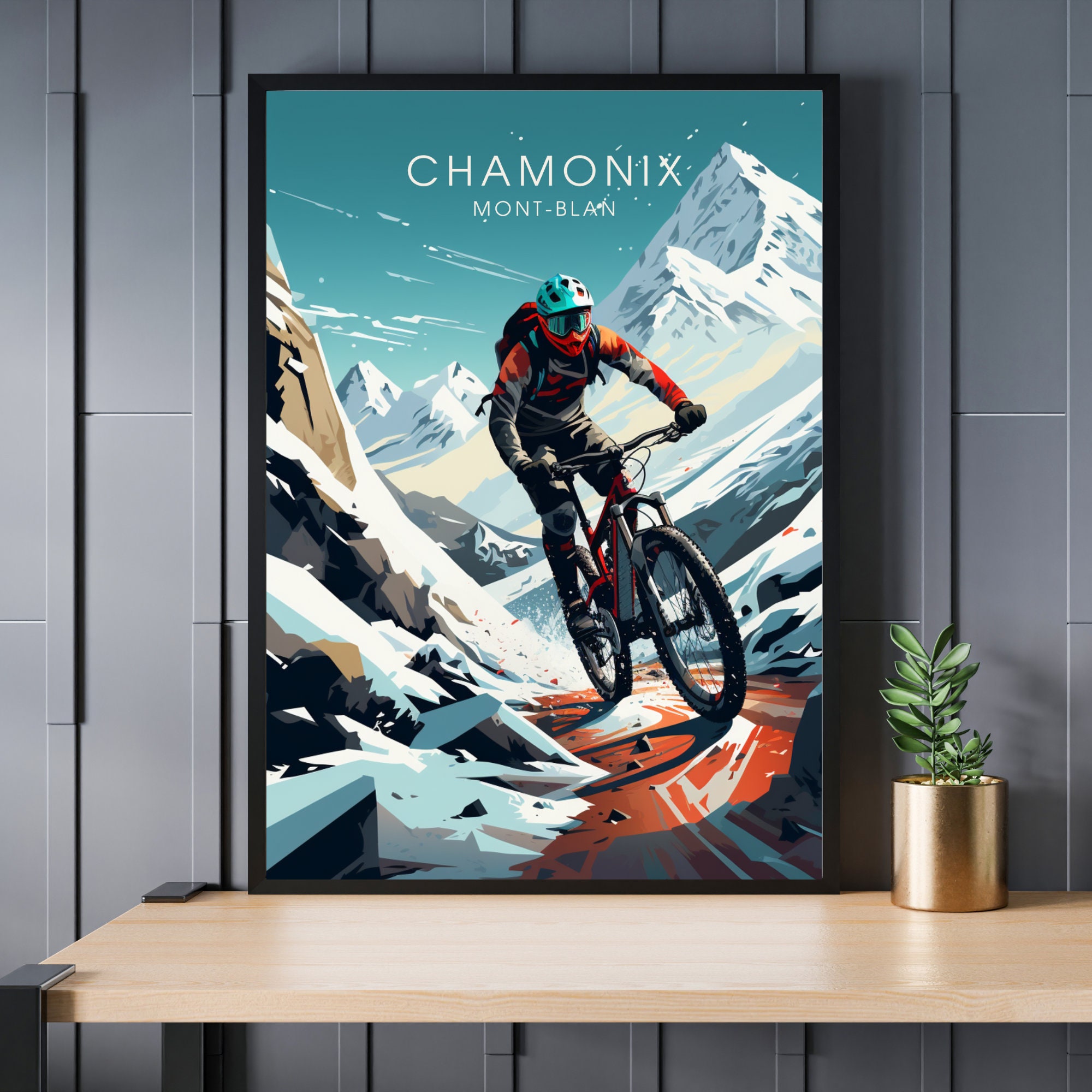 Chamonix Poster Mountain Bike Poster Mountain Bike Print Chamonix ...