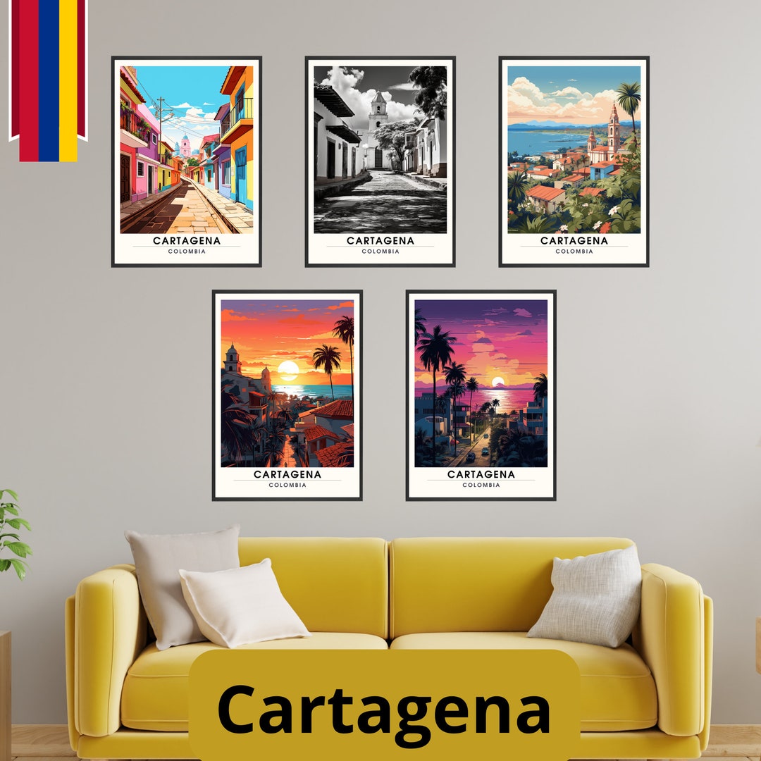 Cartagena Poster Set Cartagena Travel Poster Set of 6 Poster Cartagena ...