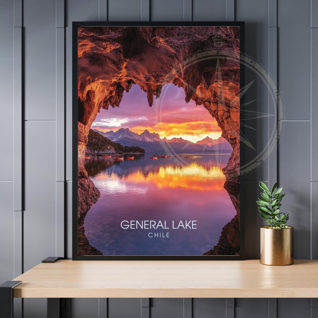 General Lake Poster | Chile Travel Print | Lake Poster - Etsy