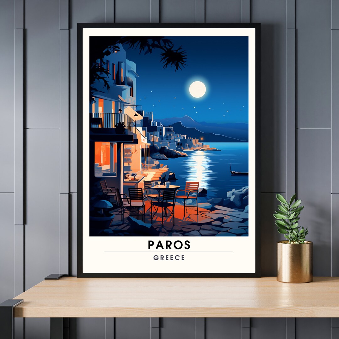 Print Paros Travel Poster Paros, Greece Night Trip to Paros - Etsy UK