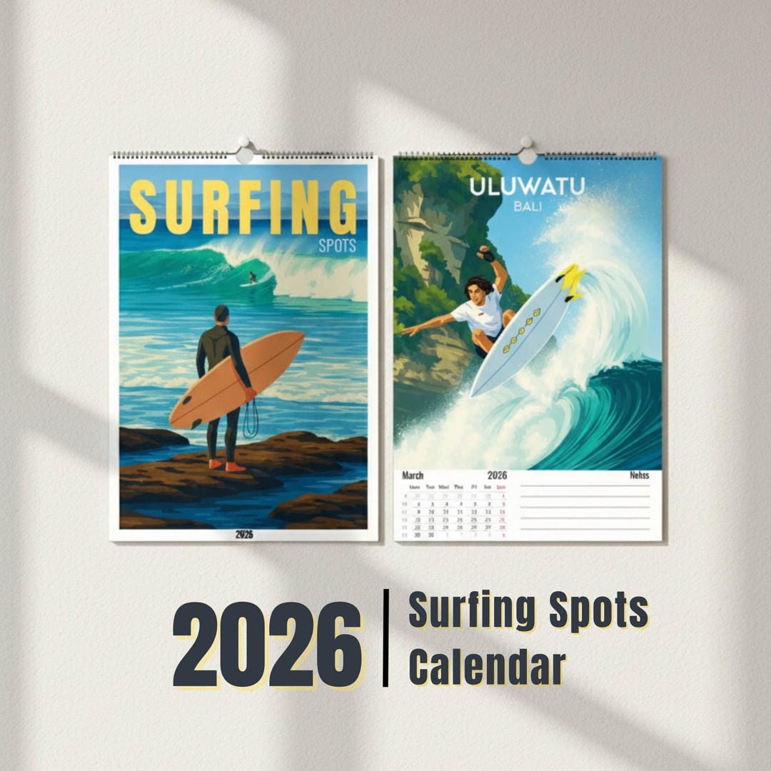 Surfing Spots 2026 Calendar – Modern Illustrations of the World’s Best ...