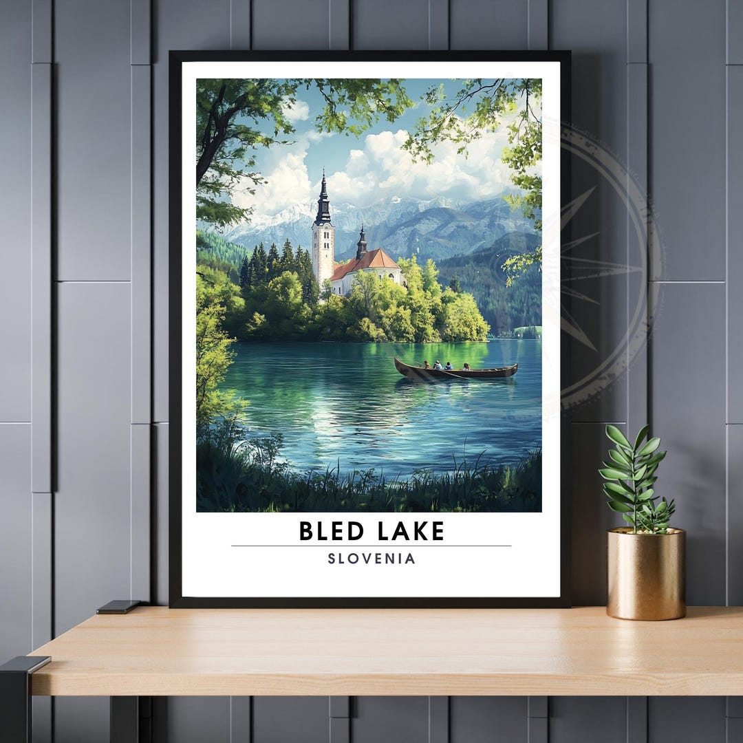 Lake Bled Poster | Slovenia Travel Poster | Lake Poster - Etsy UK