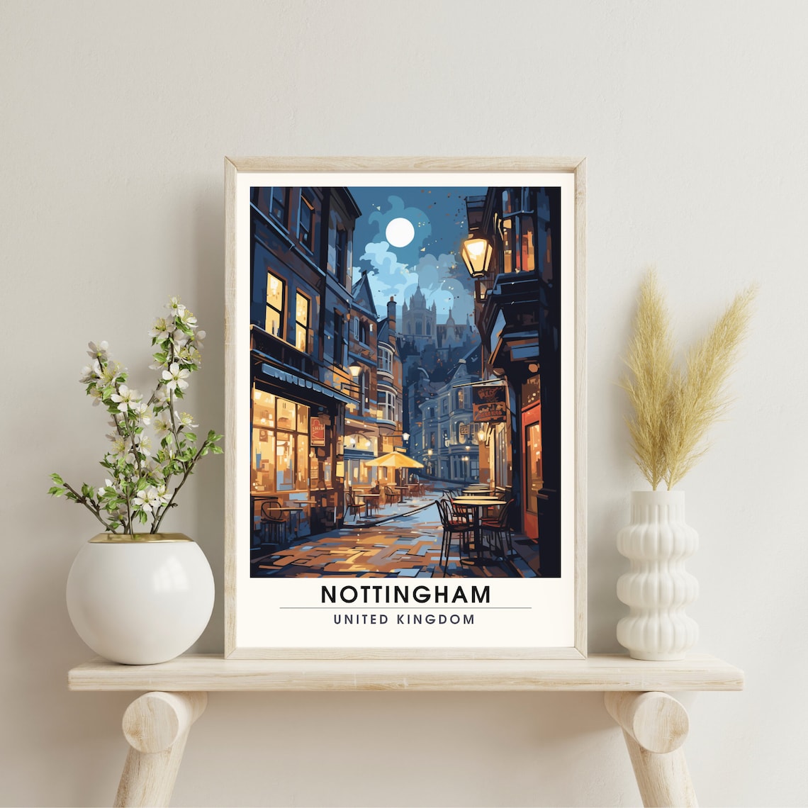 Nottingham Travel Poster - Artistic Cityscape Print - UK Souvenir ...