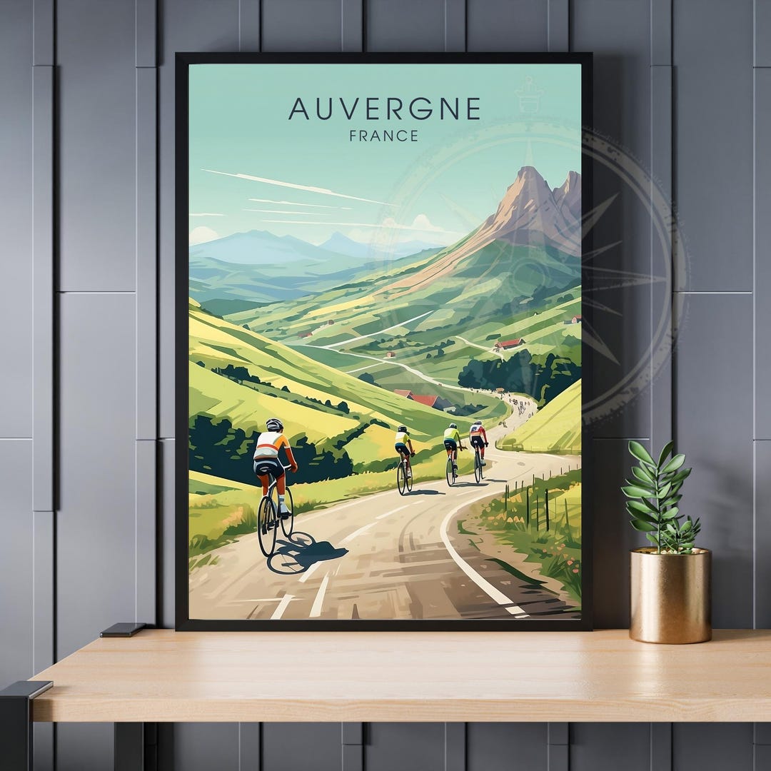Poster Auvergne, France | Cycling Poster | Travel Poster Auvergne - Etsy