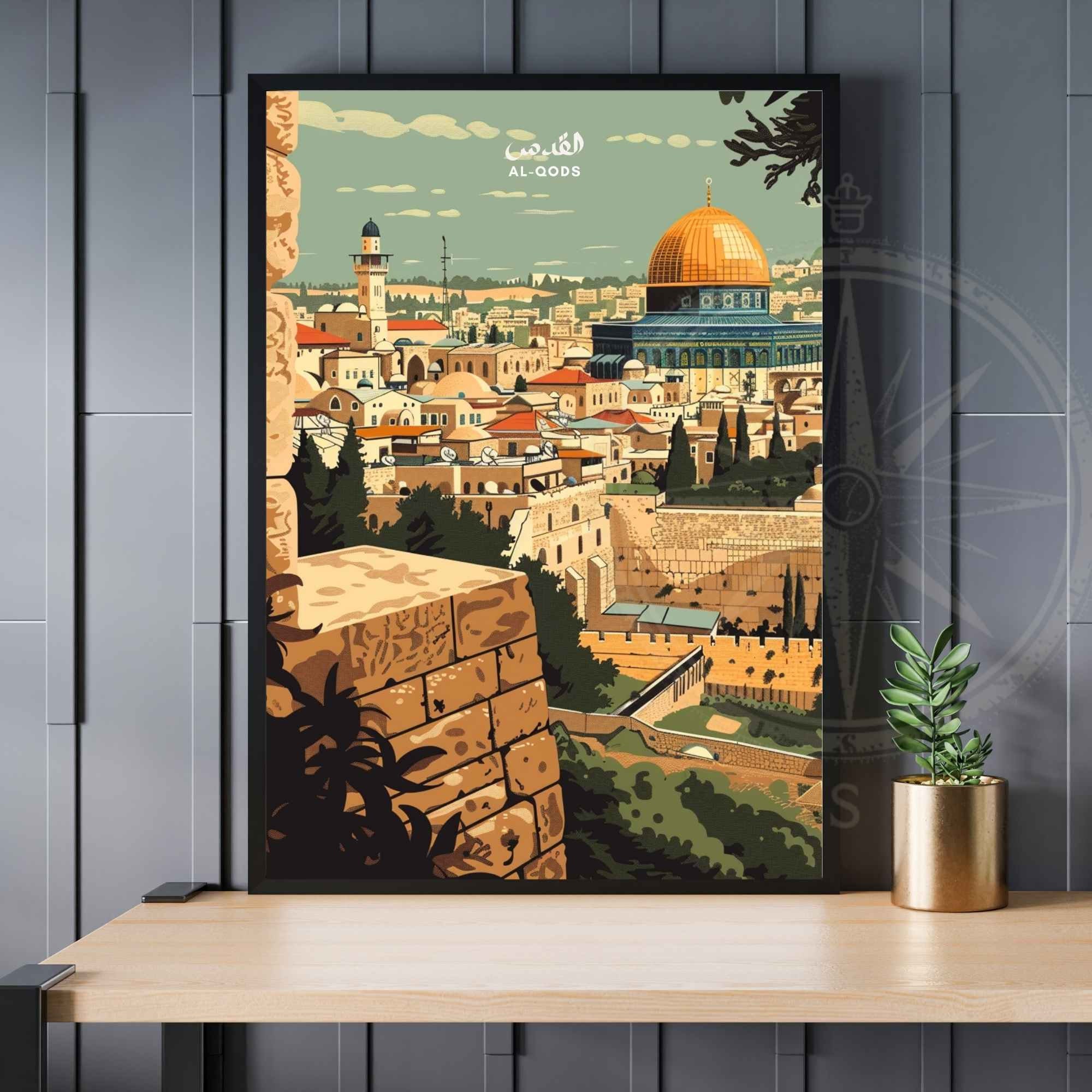 Al-quds Poster - Jerusalem Travel Print, View of Dome of the Rock - Al ...