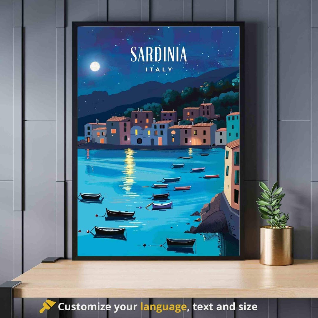 Sardinia Poster | Sardinia, Italy Print | Italy Travel Print - A Night ...
