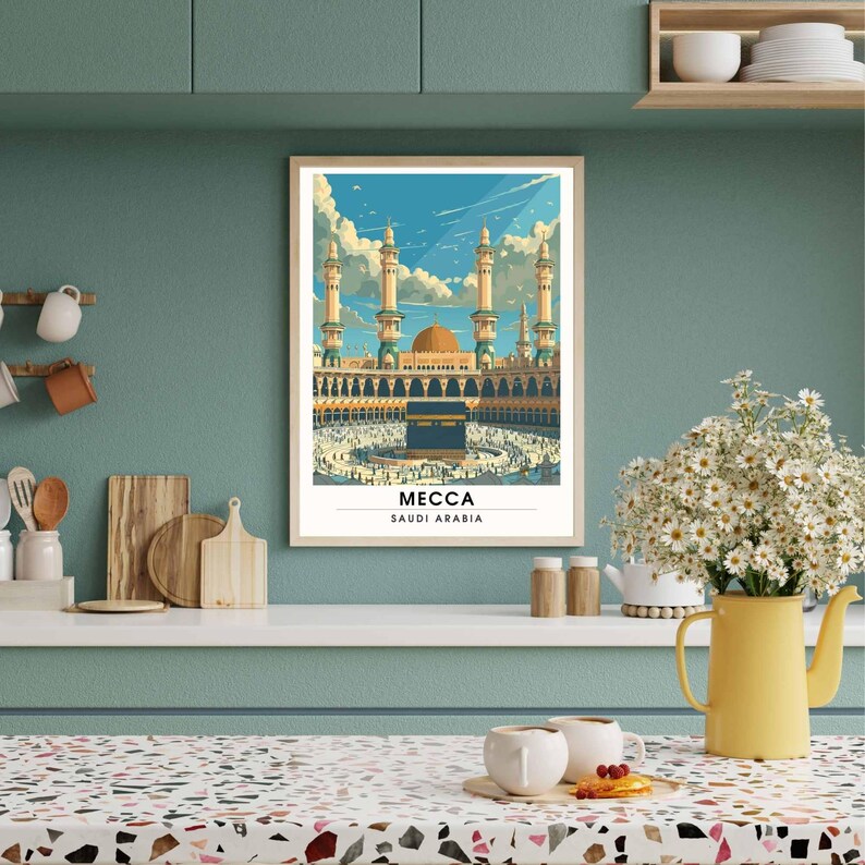 Mecca Poster | Travel Poster Mecca, Saudi Arabia | View of the Kaaba - Etsy