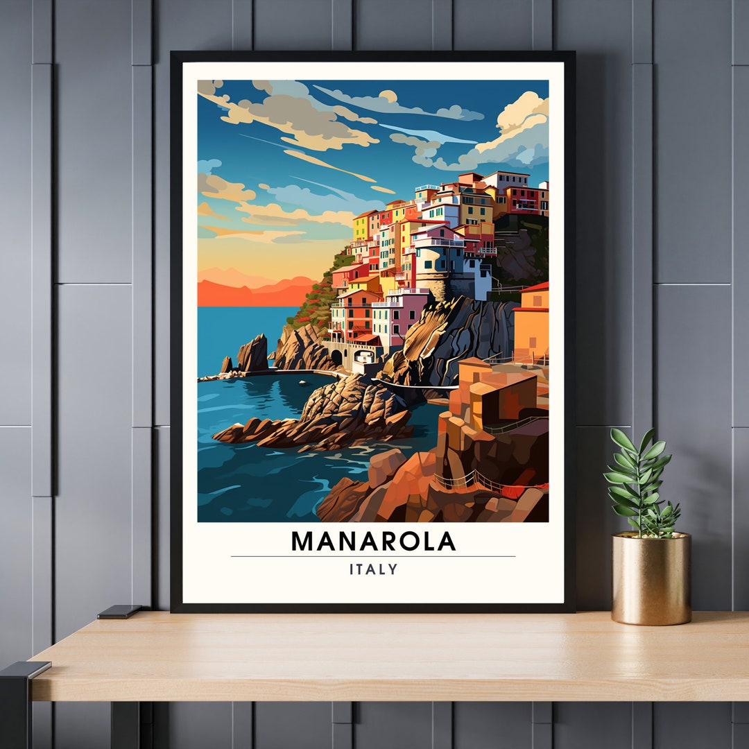 Manarola Poster, Italy Manarola Travel Print Cinque Terre Travel Poster ...