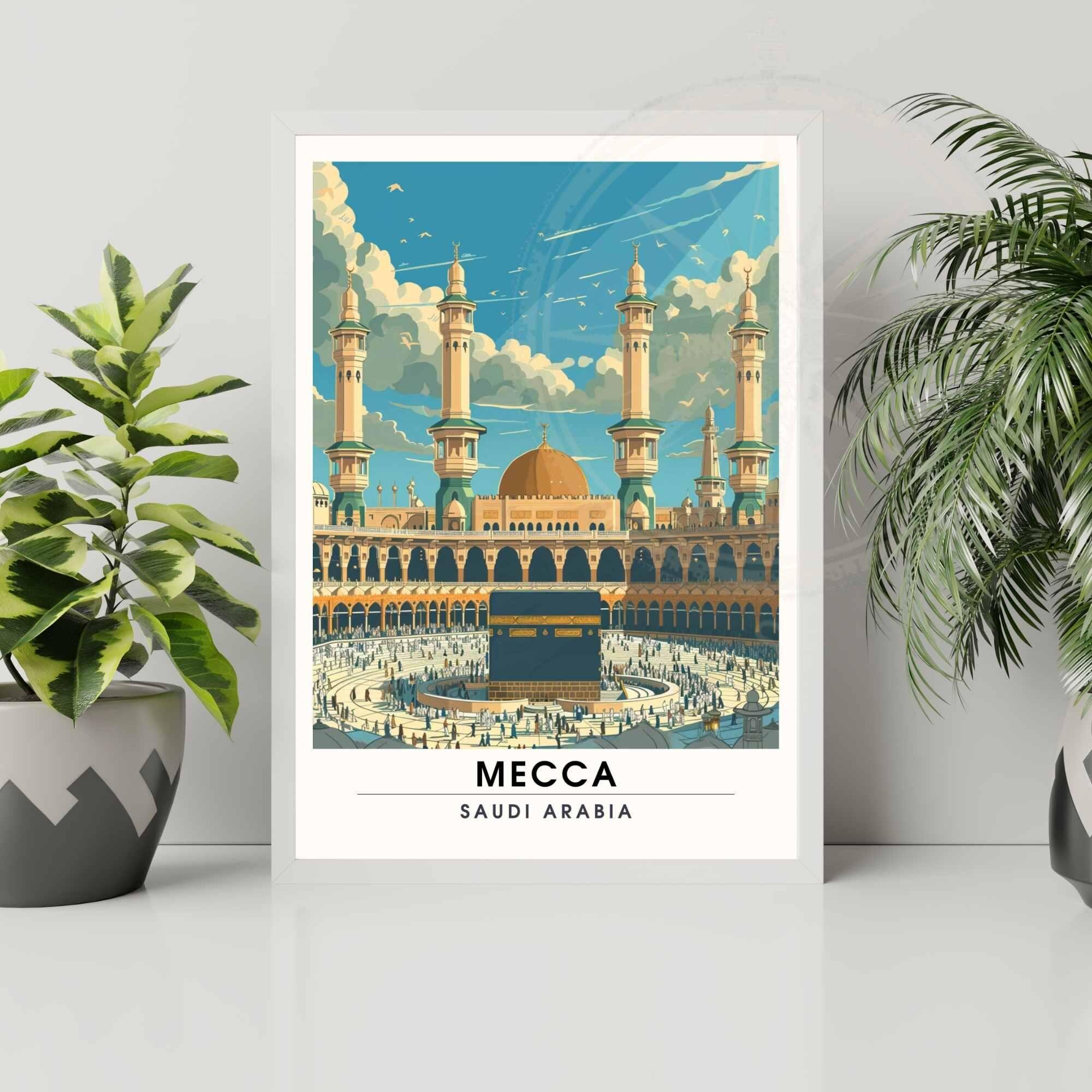 Mecca Poster | Travel Poster Mecca, Saudi Arabia | View of the Kaaba - Etsy