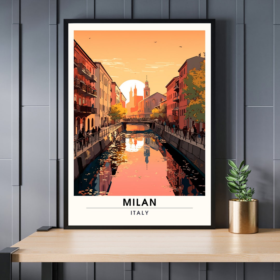 Milan Print Milan Travel Poster Navigli Milano - Etsy