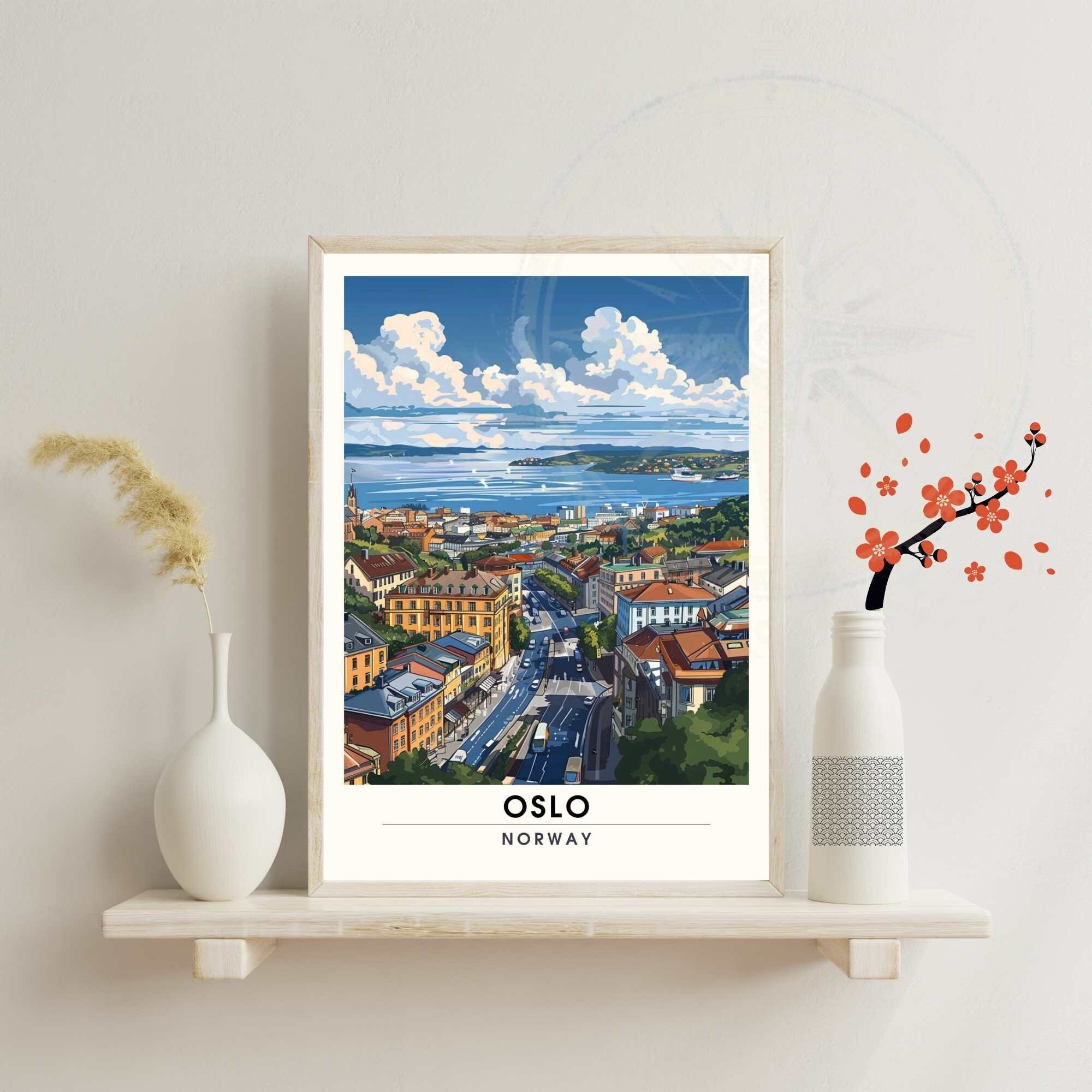 Oslo Poster - Travel Print Oslo, Norway - Norway Print - Sky View - Etsy