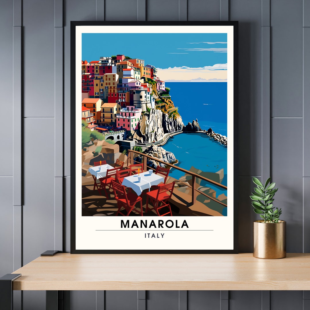 Manarola Poster, Italy Manarola Travel Print Cinque Terre Travel Poster ...