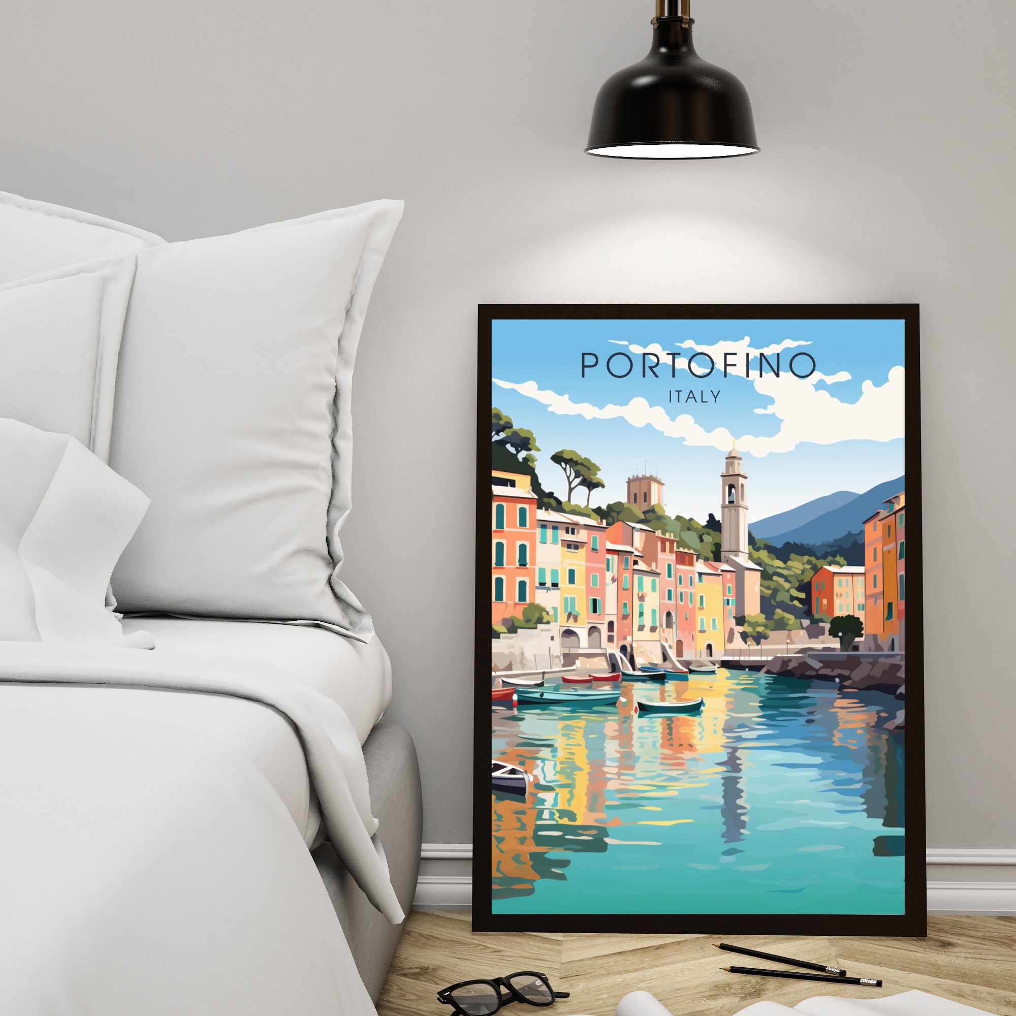 Portofino Poster Travel Poster Italy Portofino Print - Etsy