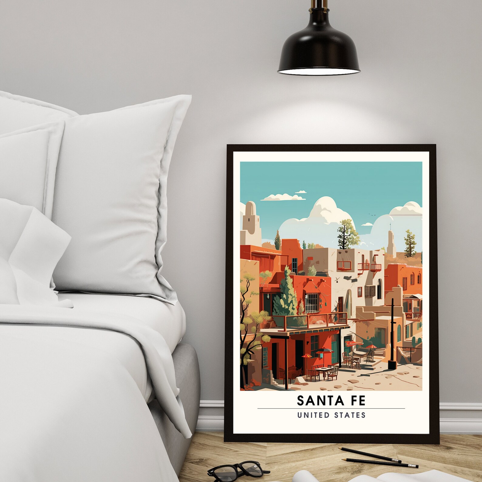 Santa Fe Print | Santa Fe Travel Print | Poster New Mexico - Etsy