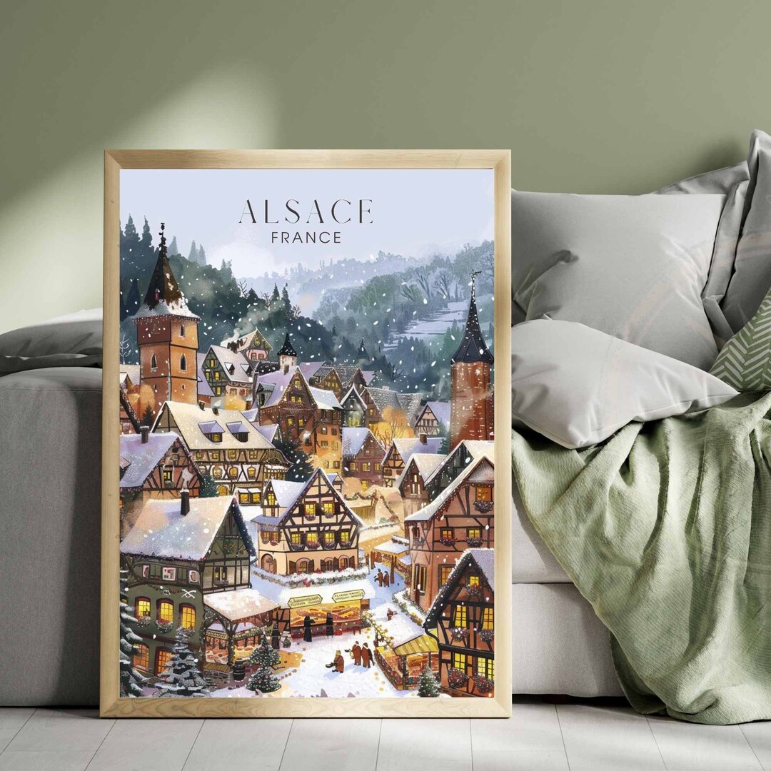 Alsace Poster - Travel Print Alsace, France - Alsace in the Snow - Etsy