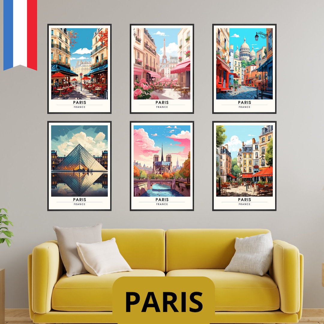 Set of 6 Paris Posters | Paris Travel Poster | Paris France Poster Set ...