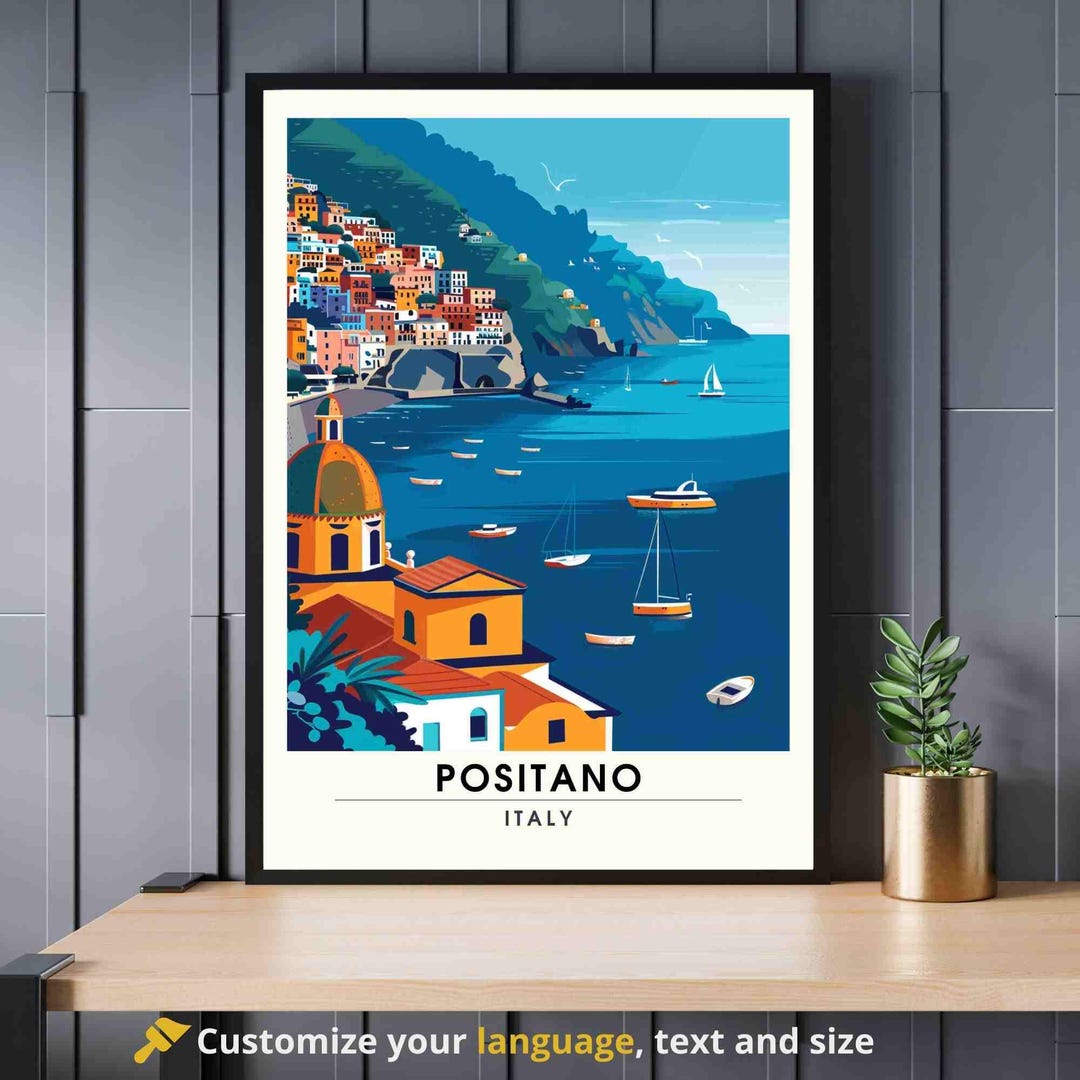 Positano Poster | Positano, Italy Print | Italy Travel Print - Sea View ...