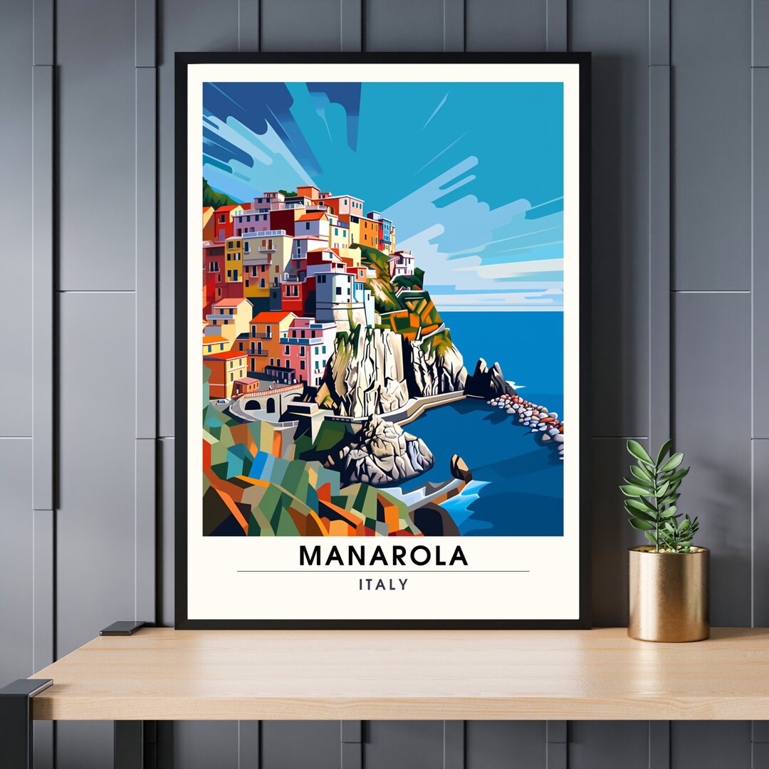 Manarola Poster, Italy Manarola Travel Print Cinque Terre Travel Poster ...