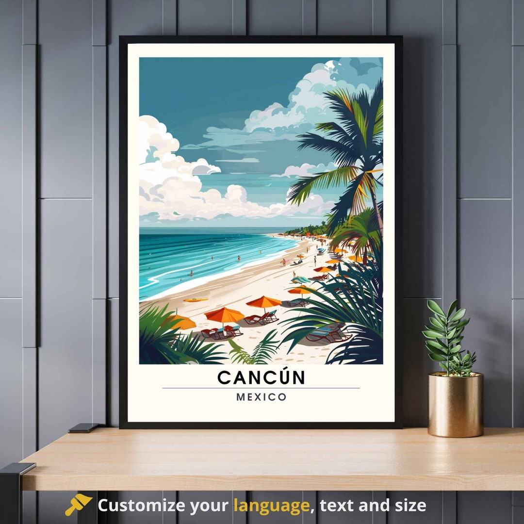 Cancún Print | Travel Poster Cancún, Mexico | Mexico Print | Cancún ...