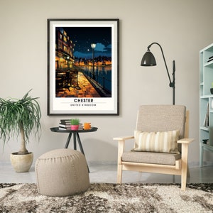 Chester Travel Poster - Artistic Urban Landscape Print - UK Souvenirs ...