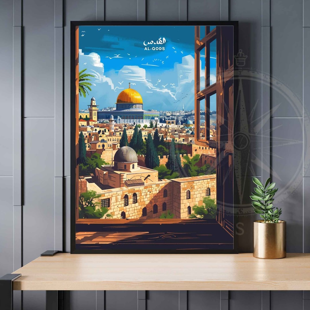 Al-quds Poster Jerusalem Travel Print, View of the Al-aqsa Mosque - Etsy