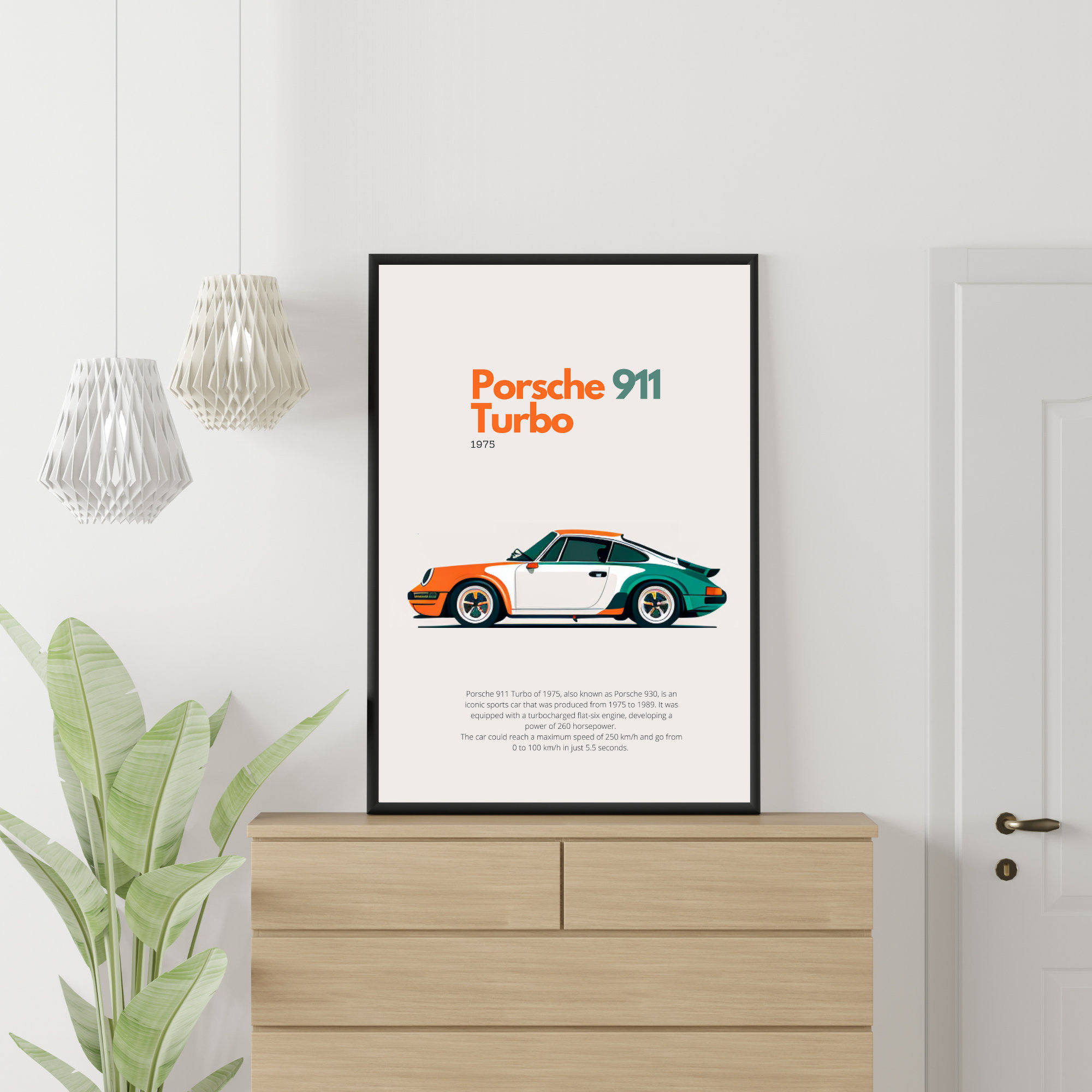 Porsche 911 Turbo 1975 Supercar Poster Print Wall Art - Etsy