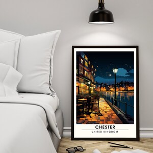Chester Travel Poster - Artistic Urban Landscape Print - UK Souvenirs ...