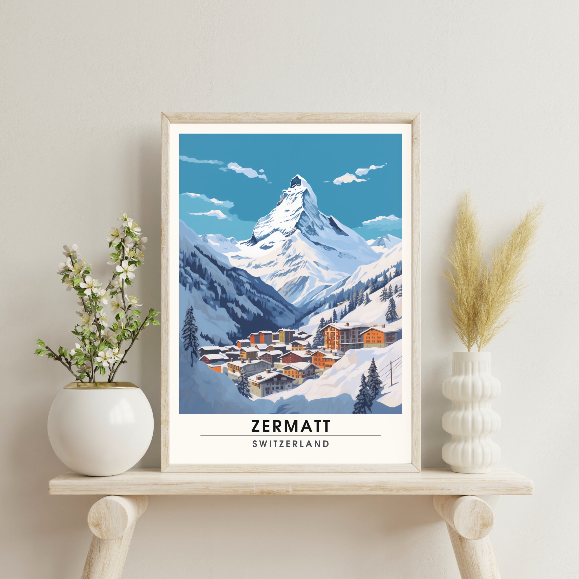 Zermatt, Switzerland Travel Poster | Printing Zermatt | Zermatt Travel ...