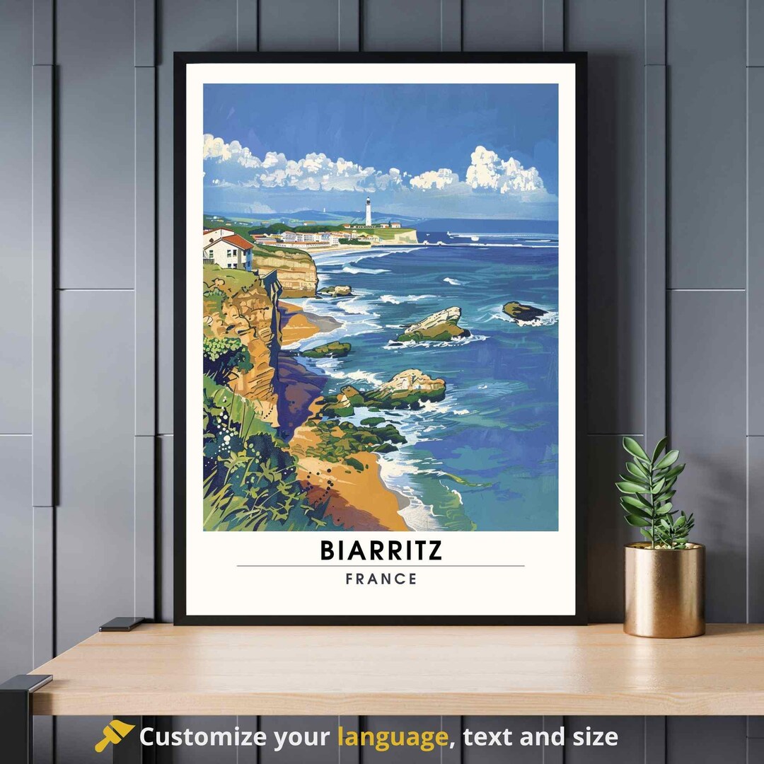 Biarritz Poster - Biarritz Travel Print, France - Biarritz Lighthouse ...