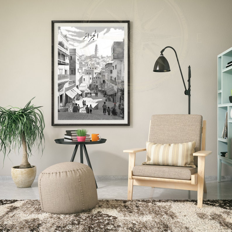 Algiers Poster Algiers Travel Poster Algeria Poster Casbah of Algiers in Black and White - Etsy