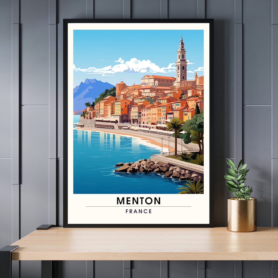 Menton Poster | Menton Print | Travel Poster Menton, France | French ...