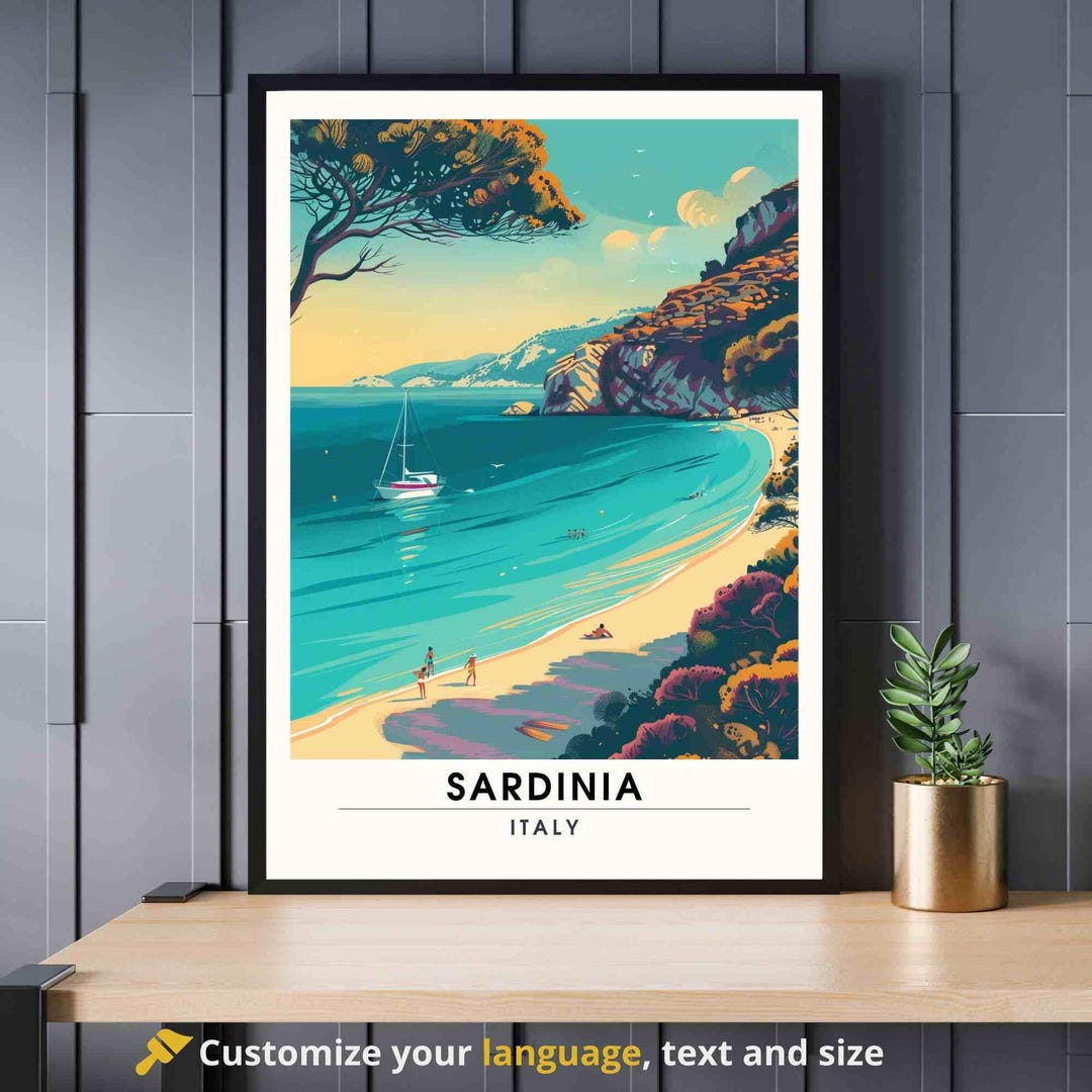 Sardinia Poster Sardinia, Italy Print Italy Travel Poster Beach - Etsy