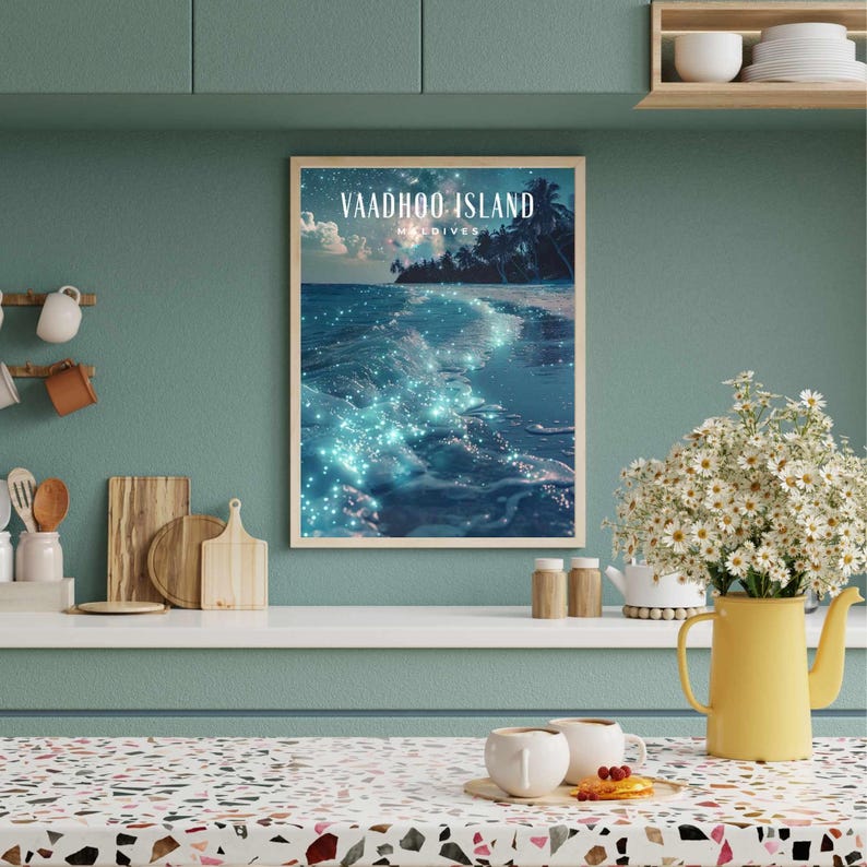 Vaadhoo Island Poster | Travel Poster the Maldives | Vaadhoo Island ...