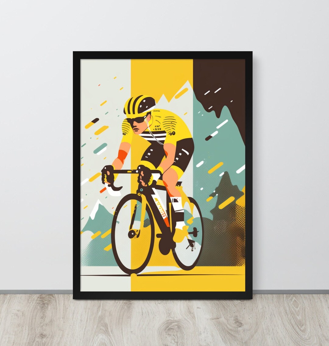 Bike and Cyclist Tour De France Poster Tour De France Poster. - Etsy