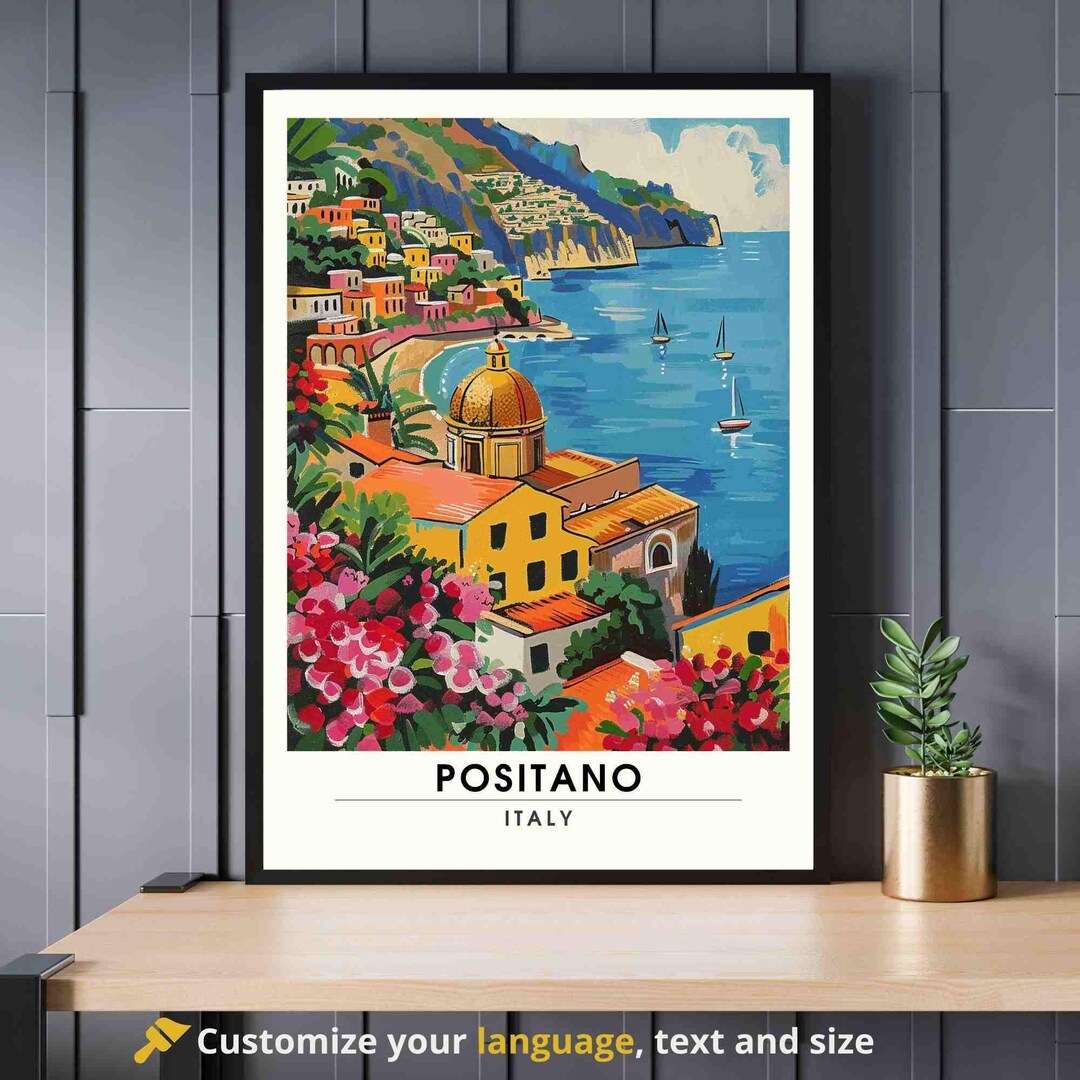 Positano Poster | Positano, Italy Print | Italy Travel Print - Etsy